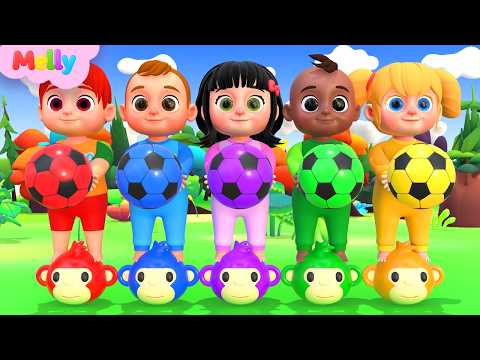 Color Song! | Five Little Monkeys Jumping On The Bed | Melly Nursery Rhymes & Kids Songs