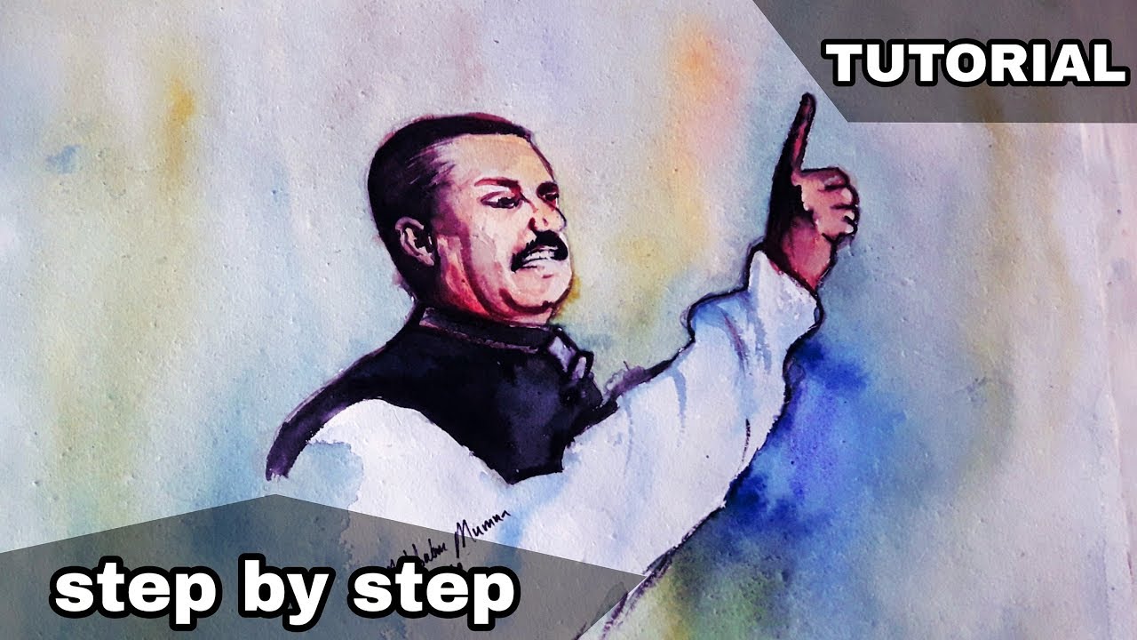 Bongobondhu Sheikh Mujibur Rahman | How to water color | Step by step ...