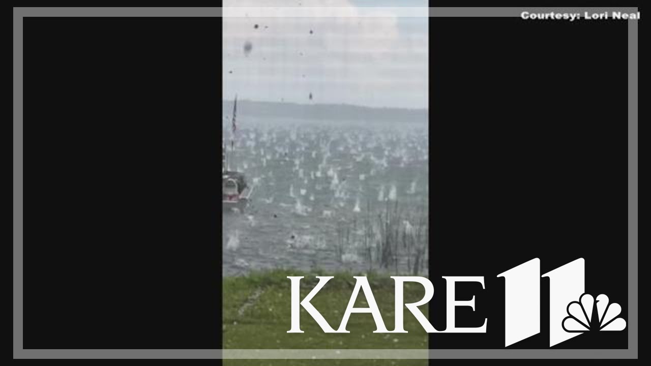 Storms drop large hail on Minnesota lake in Itasca County - YouTube