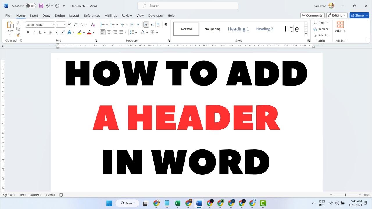 How To Add A Header In Microsoft Word PC & Mac 2023 - YouTube