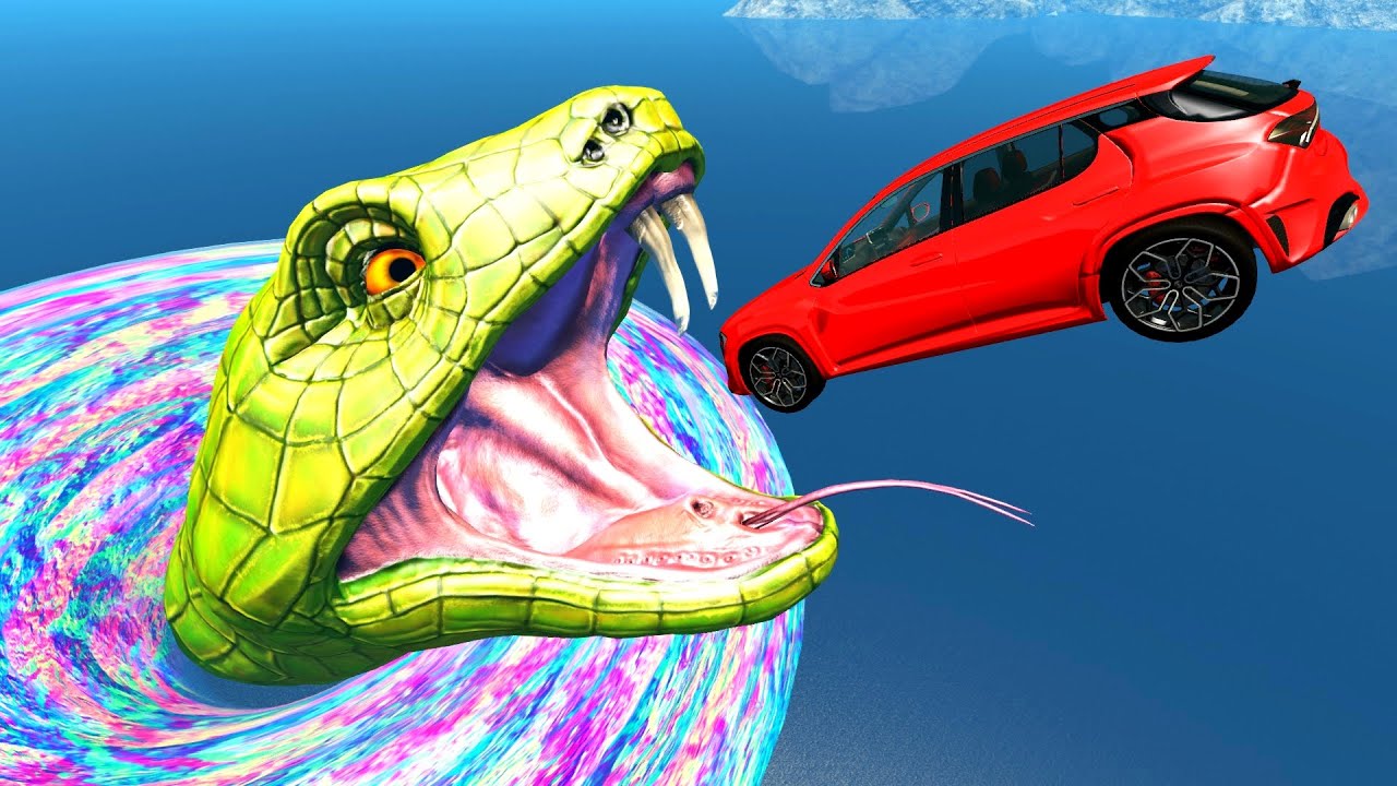 Jumping Cars into the Giant Mouth of a Venomous Snake - BeamNG.Drive ...