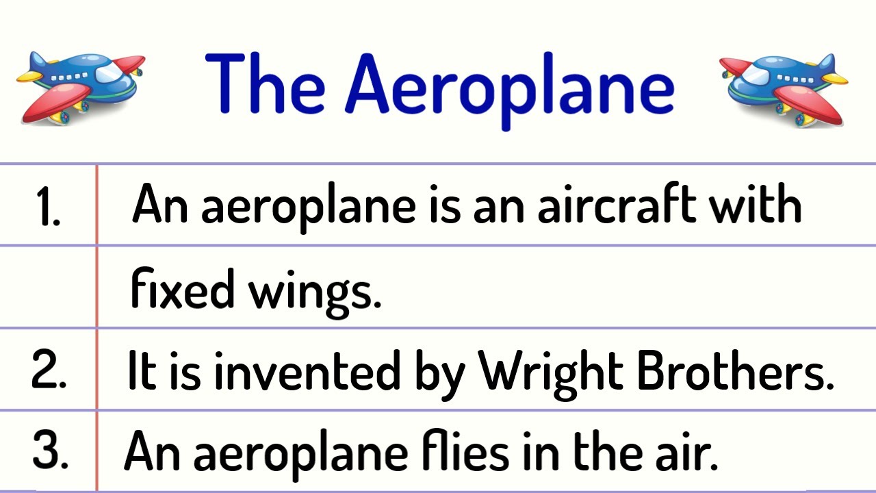 Aeroplane Essay 10 Lines || Aeroplane Essay in English - YouTube