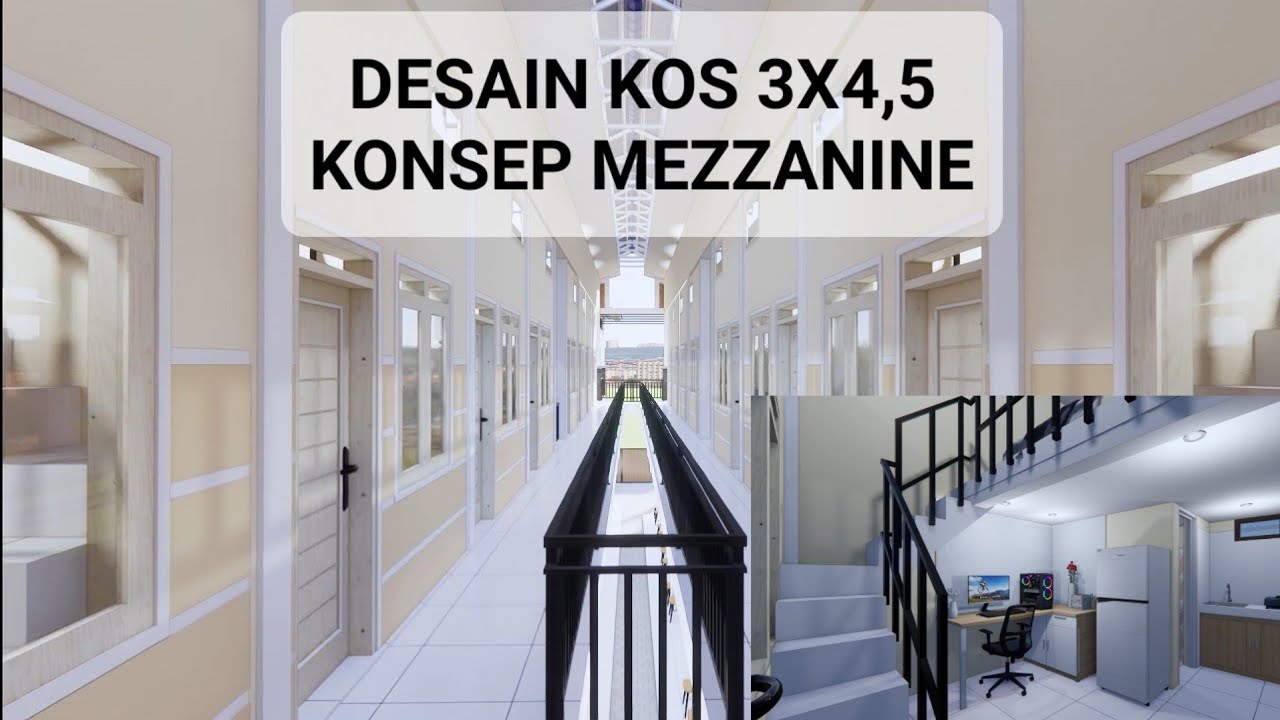 DESAIN KOS KOSAN 3X4,5 M KONSEP MEZZANINE || Lengkap Dengan Toko - YouTube