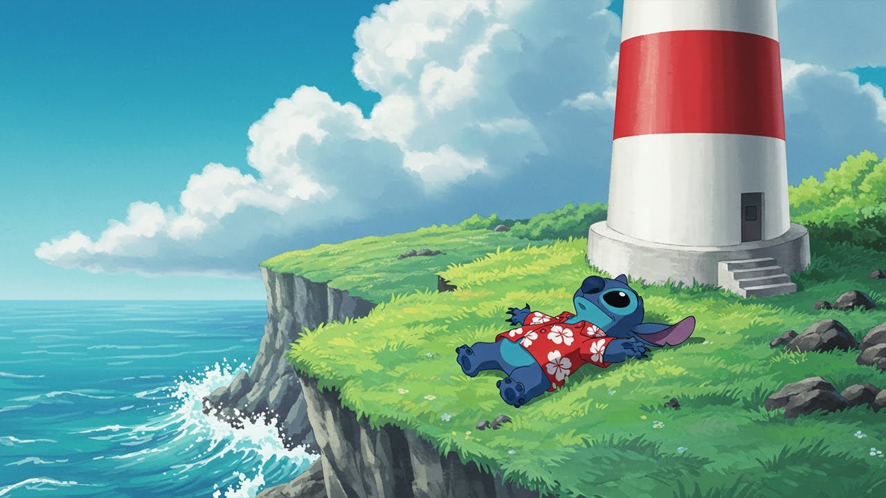 Stitch Lighthouse Dreams 🌊 Calm Summer Lofi Beats to Relax, Study ...
