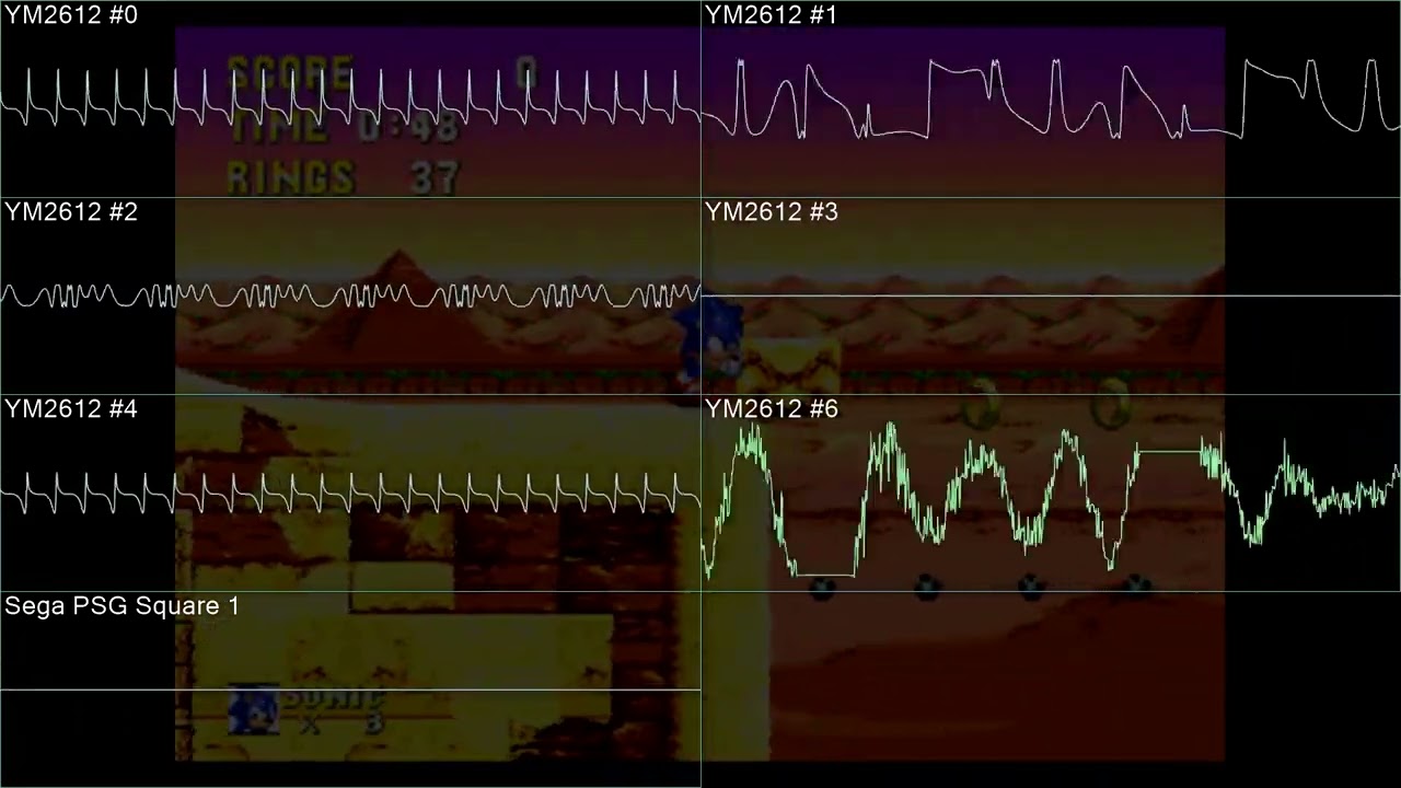 Sonic & Knuckles - Sandopolis Zone Act 1 - In Oscilloscope and Gameplay ...