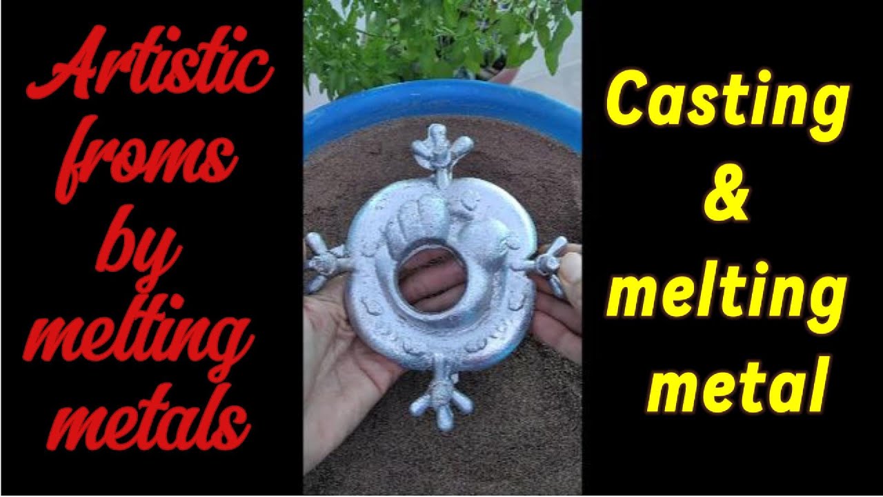 Artistic forms by melting metals,melting metal on the sand ...