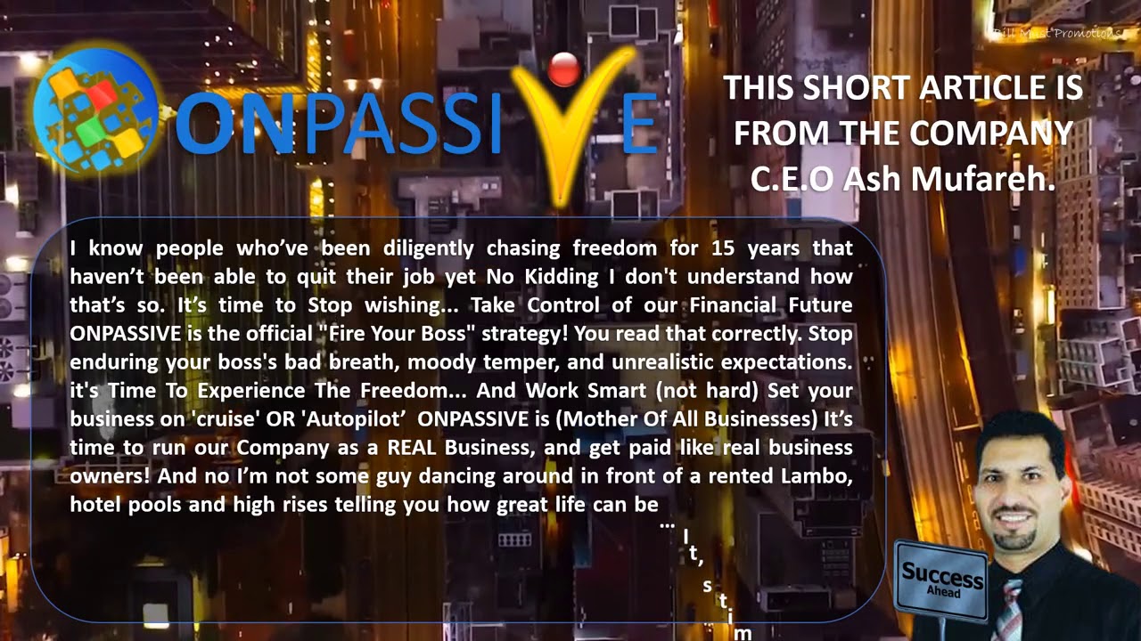 ONPASSIVE CEO Ash Mufareh Addresses the Industry - YouTube