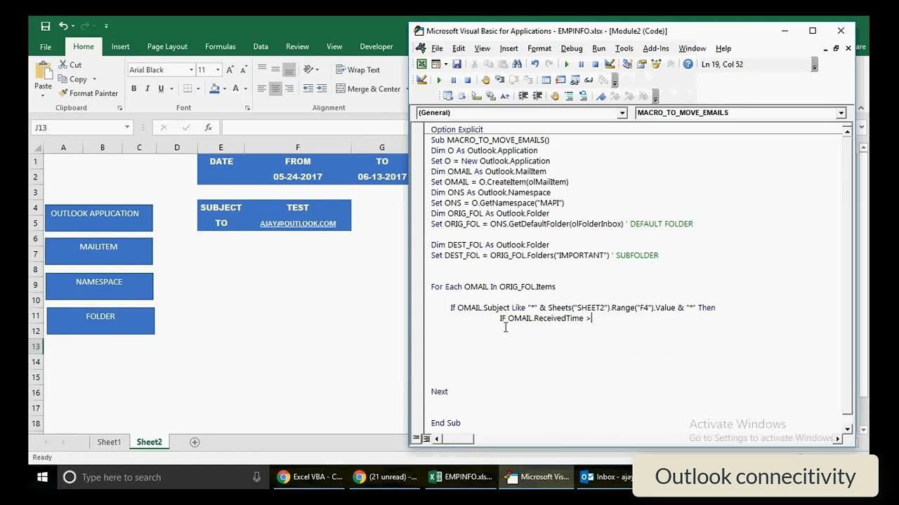 Excel VBA Outlook Automations- Lecture4 - Chapter13 - English language - YouTube