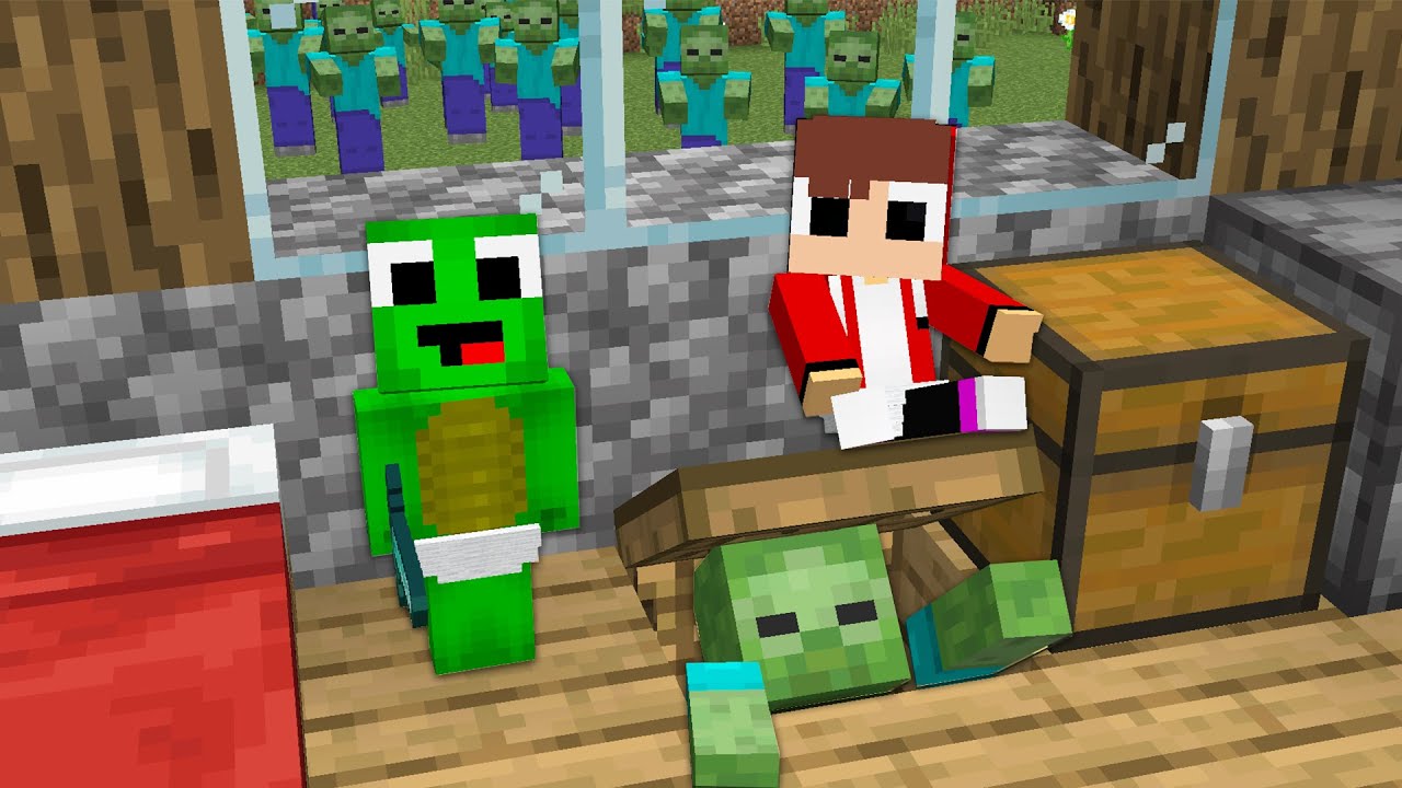 How Baby Mikey & JJ Escaping from a Zombie Apocalypse in Minecraft challenge (Maizen Mizen ...