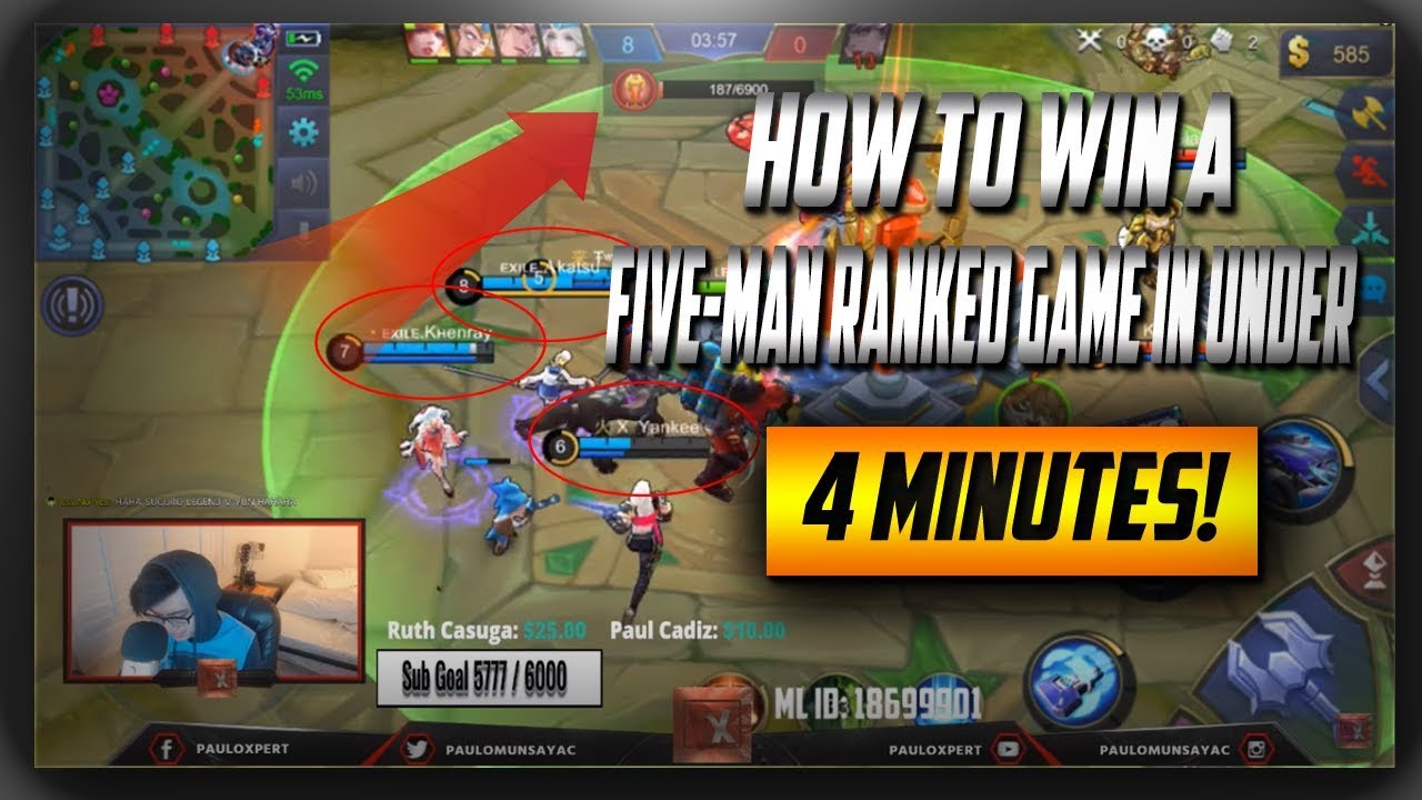 Mobile Legends - How to Win a 5 Man Ranked Game In Under 4 Minutes! ft ...