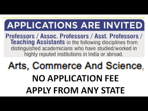 Assistant Professor Recruitment in Arts Science Commerce College with ...