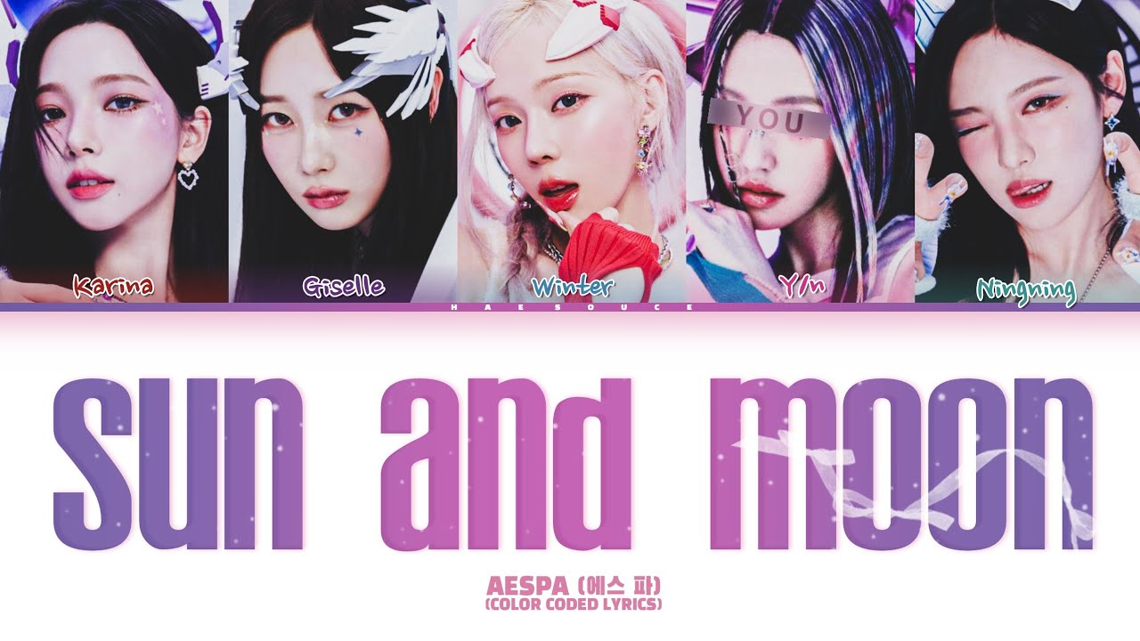 (KARAOKE) aespa 에스파 'Sun and Moon' Lyrics | 5 members ver. (Color Coded ...