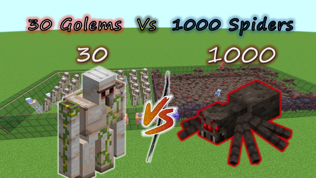 1000 Spiders Vs 30 Golems | Minecraft Mob Battle #minecraft - YouTube