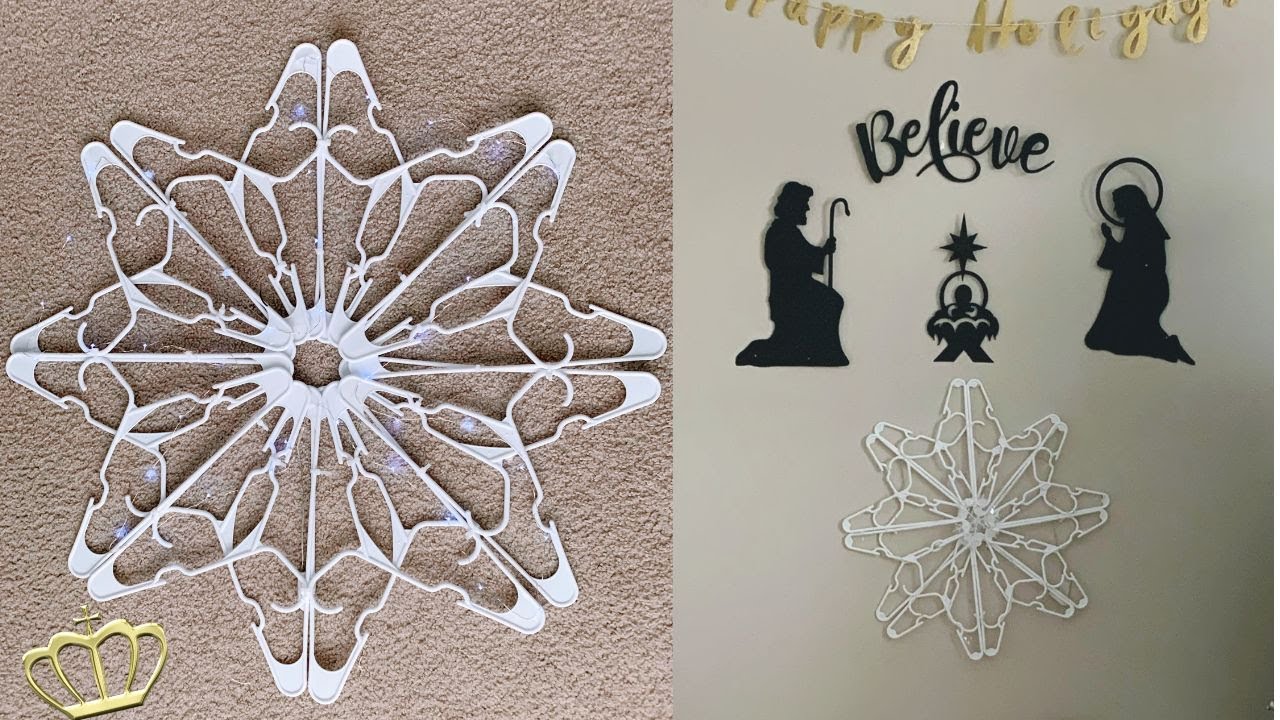 How to Make a Giant Snowflake Hanger| DIY Dollar Tree Snowflake Hanger ...