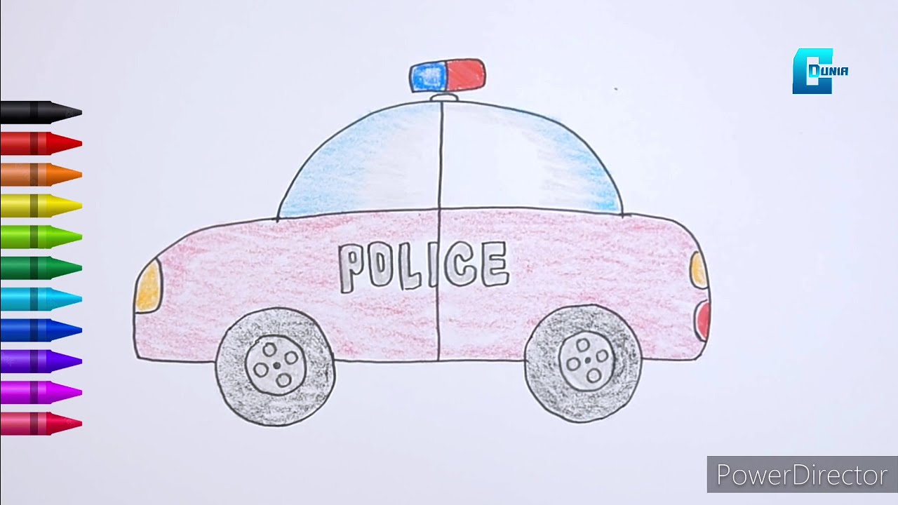 HOW TO DRAW POLICE CAR FOR KIDS - DRAWING FOR KIDS - YouTube