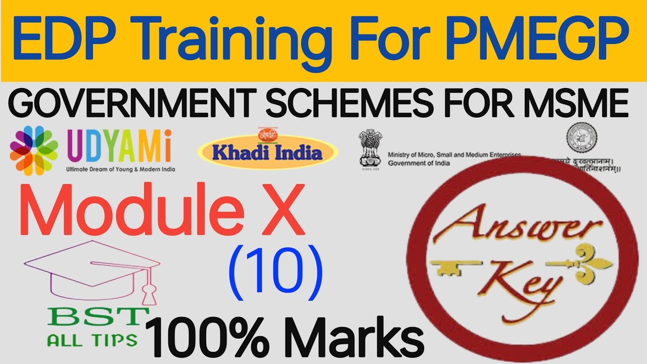 MODULE X: GOVERNMENT SCHEMES FOR MSME ।। EDP Training QnA - YouTube