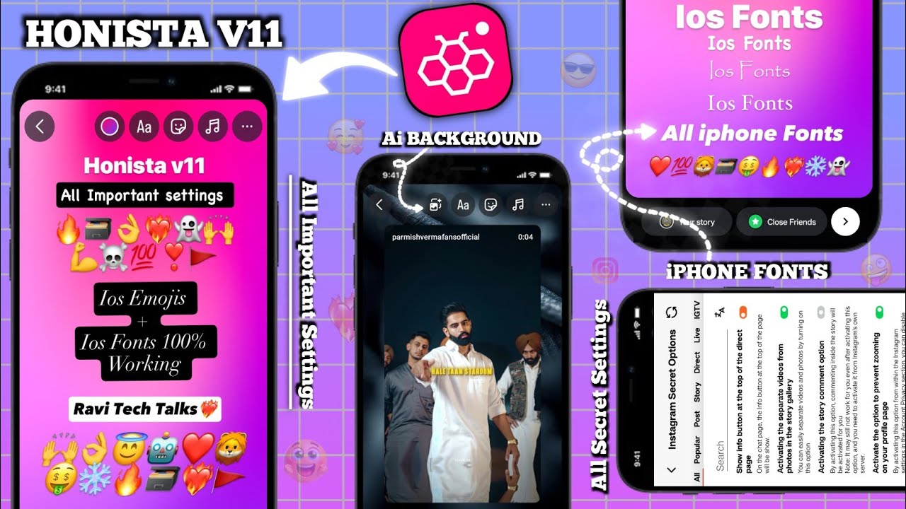 Honista v11 All Settings 🔥| Remention Story + Music | iPhone Fonts ...