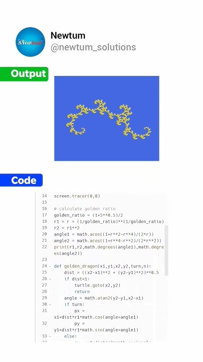 Draw A Golden Dragon Curve In Python Using Turtle Newtum Python Elearning Coding