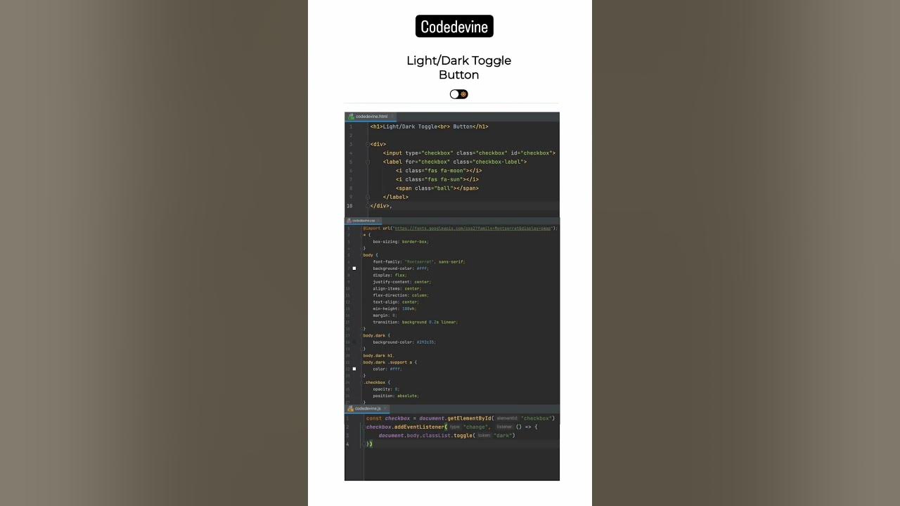 Light/Dark toggle button . DM for source code 🤠 #code #button #toggle #css #html #bootstrap ...