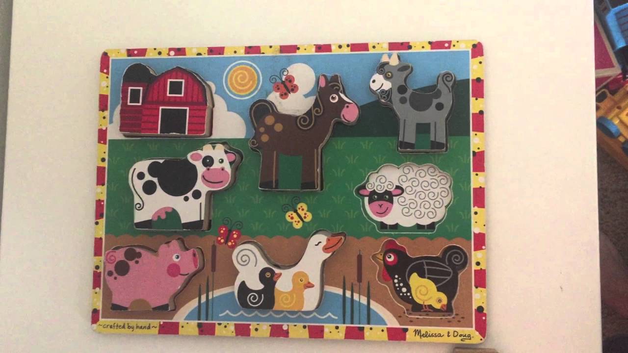 Melissa & Doug Deluxe Farm Animals Chunky Wood Puzzle Toys 8 Piece ...