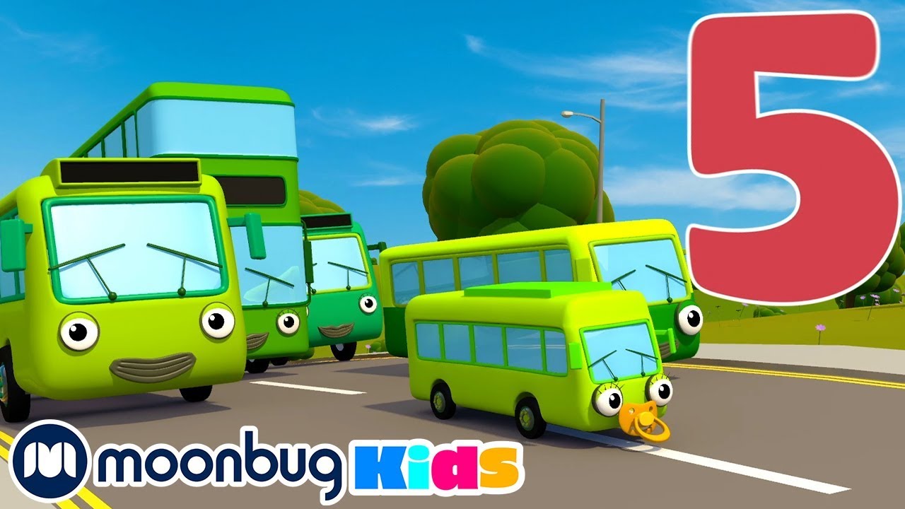 5 Green Buses - Numbers Song! | Gecko's Garage: Nursery Rhymes & Baby ...