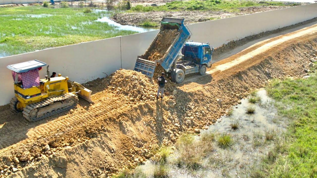 New Project Bulldozer Pushing Land New Road Construction with Mini ...