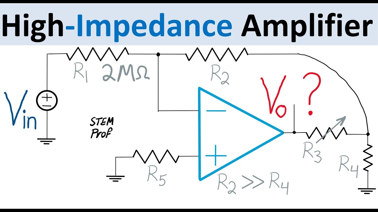 Op Amp Amplifier with high input impedance and large voltage gain - YouTube