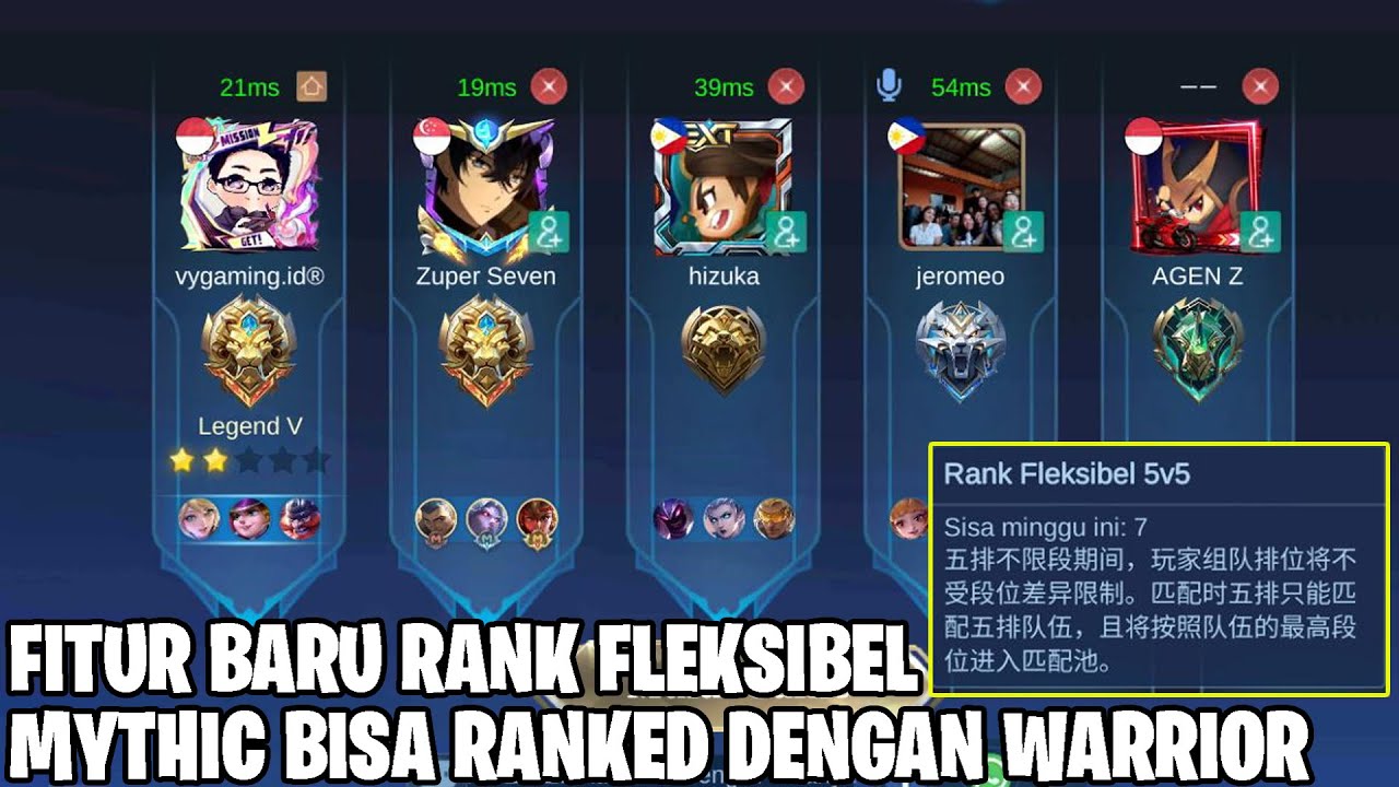 FITUR BARU RANK FLEKSIBEL - MYTHIC BISA MABAR DENGAN WARRIOR! MOBILE ...