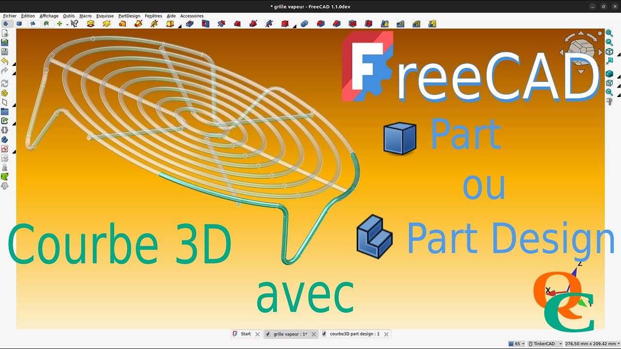 Courbes 3D avec Part ou Part Design dans FreeCAD 1.0? - YouTube