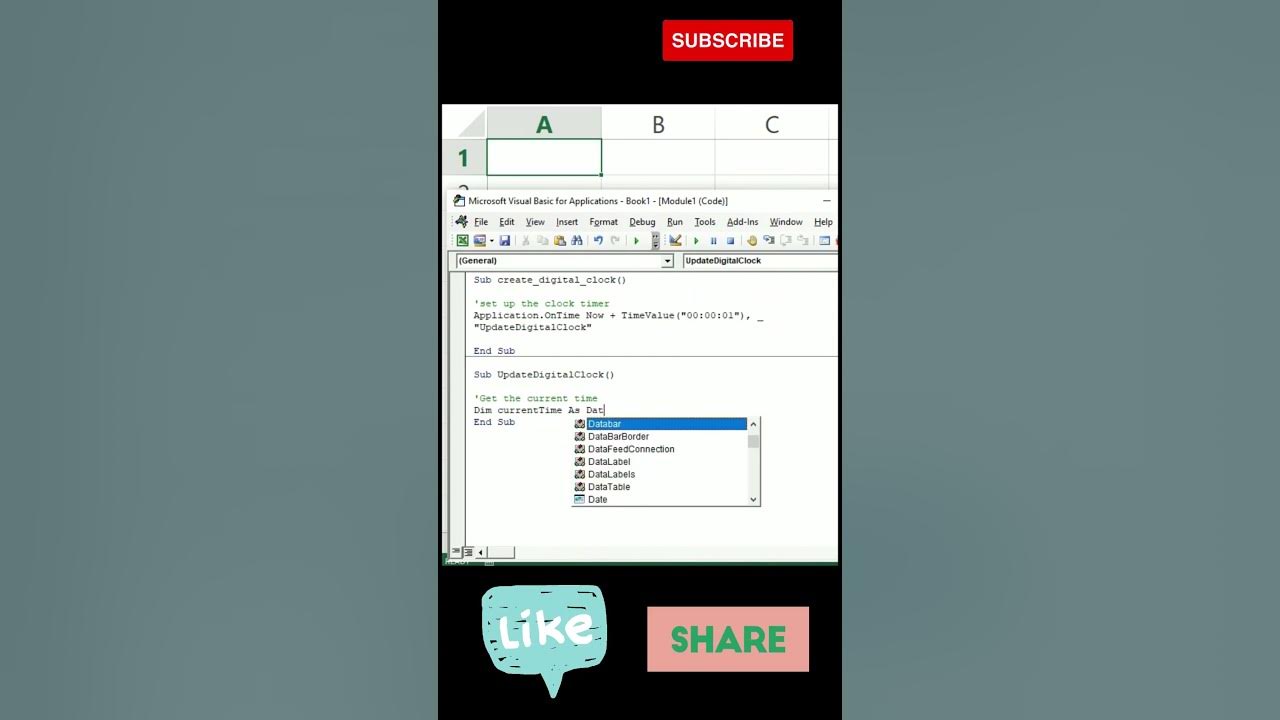 How to create a digital clock by using VBA | Visual Basic Application - YouTube