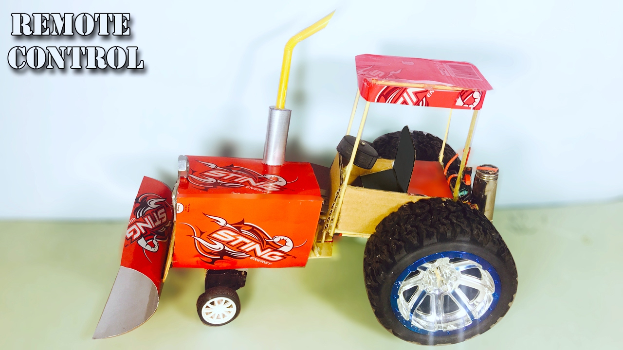 Homemade - How to make a rc tractor from cans - YouTube