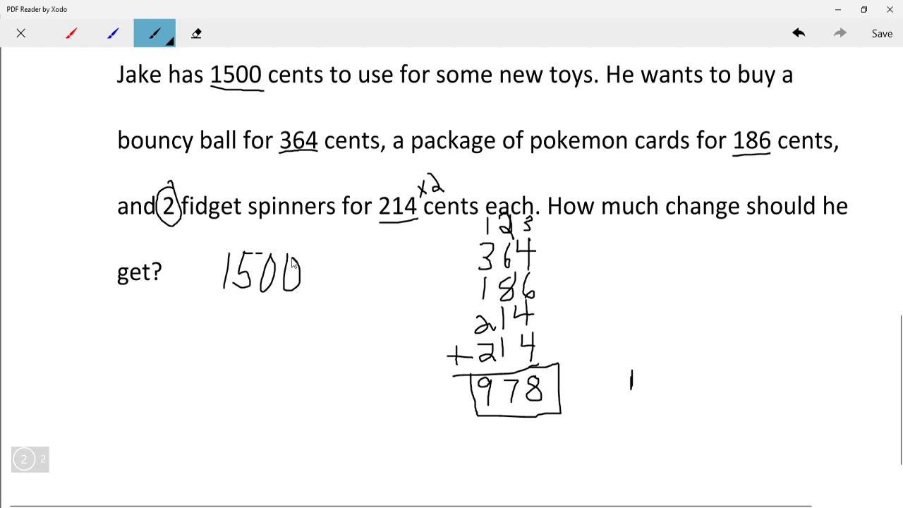 4th Grade Math: Multi Step Word Problem 3 - YouTube