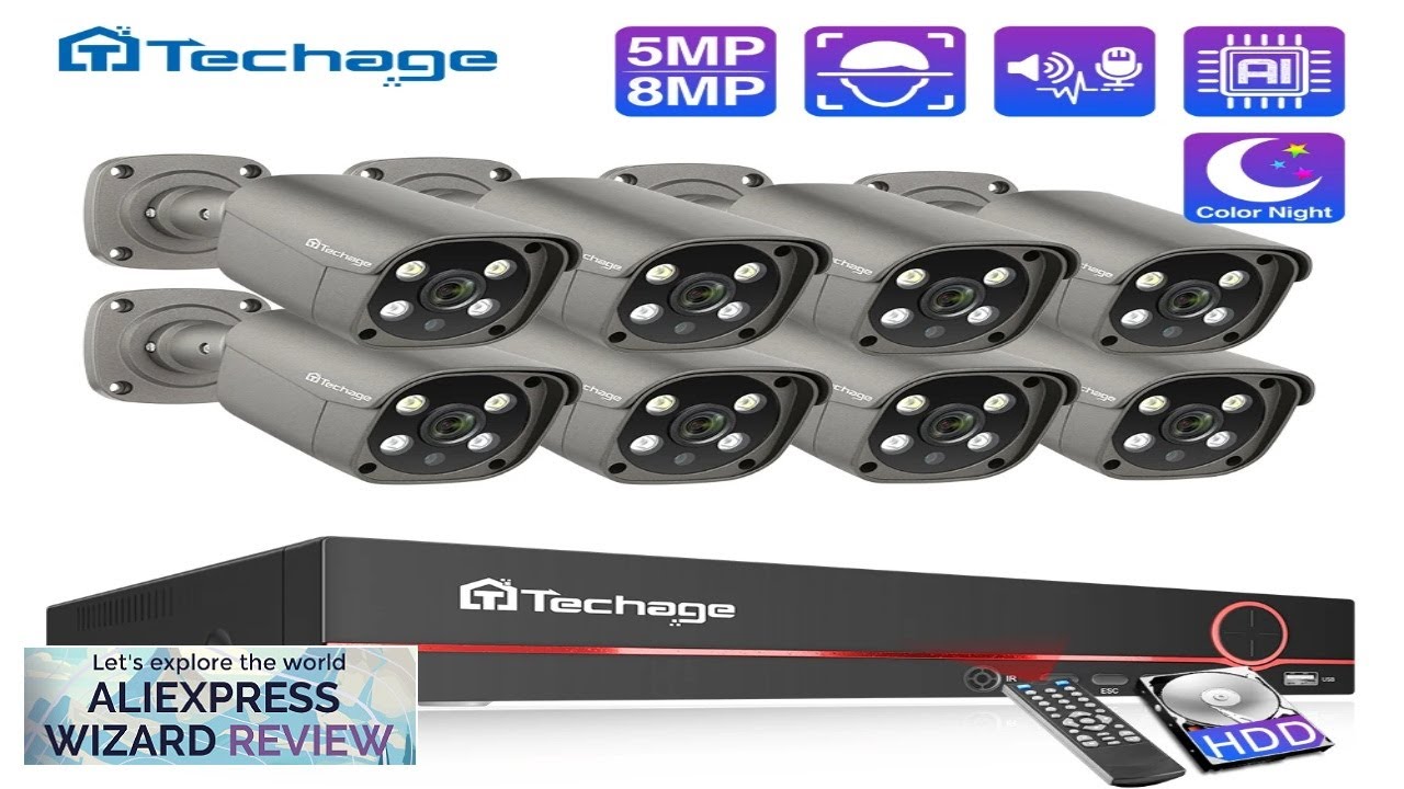 Techage 8CH 5MP 8MP Security Camera System 4K HD POE NVR Kit Review ...