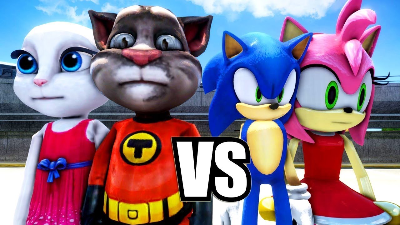Sonic The HedgeHog|Amy Rose VS Talking Tom|Talking Angela(Gta 5 Mods ...