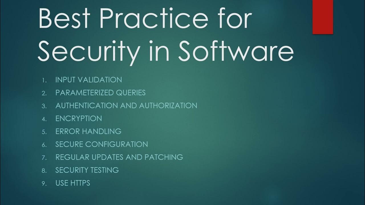 Best Practice for Security in Software - YouTube