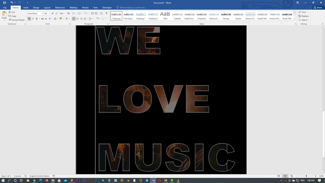 Text with background image in MS Word Document Text mask with image ...