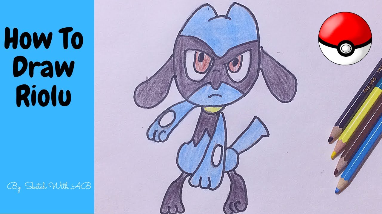 How To Draw Riolu From Pokemon Pokemon Youtube
