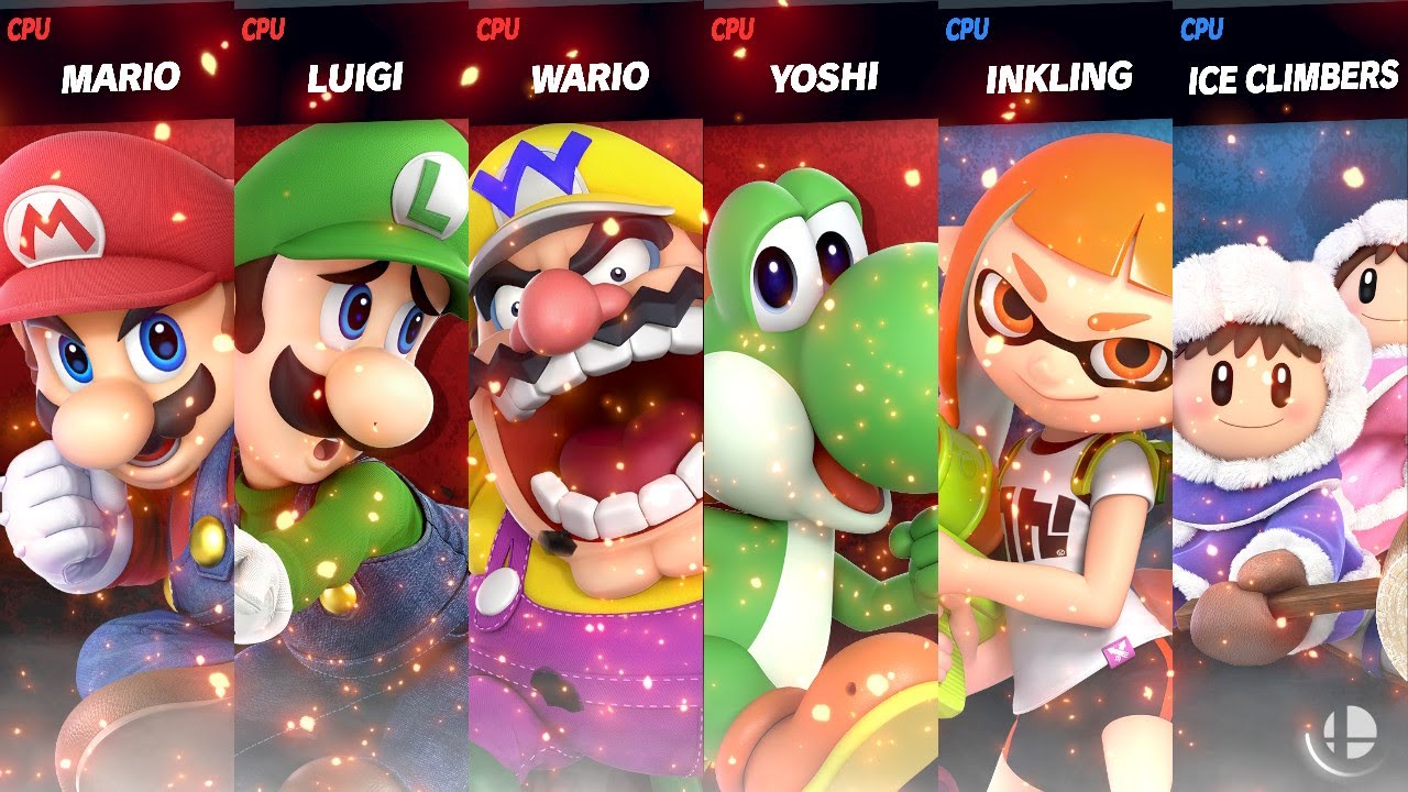 Mario & Luigi & Wario & Yoshi (Super Mario) vs Inkling (Splatoon) & Ice ...