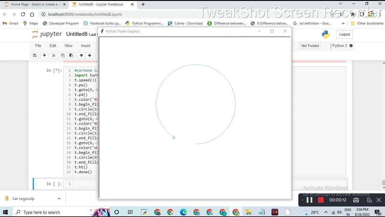 Cortana Logo Python Turtle Graphics Python For Beginners Poojapatel Youtube