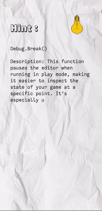 Debug.Break() - Unity3d Tips & Tricks - YouTube