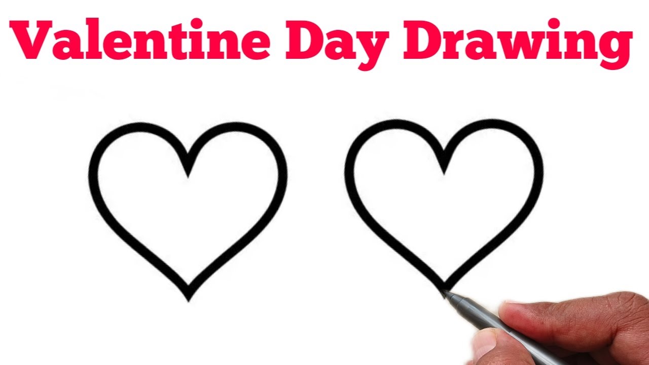 Easy Drawing On Paper Valentine Day - YouTube