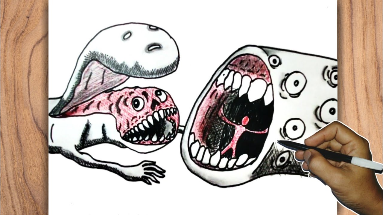 How to Draw Bridge Worm VS Train Eater - YouTube