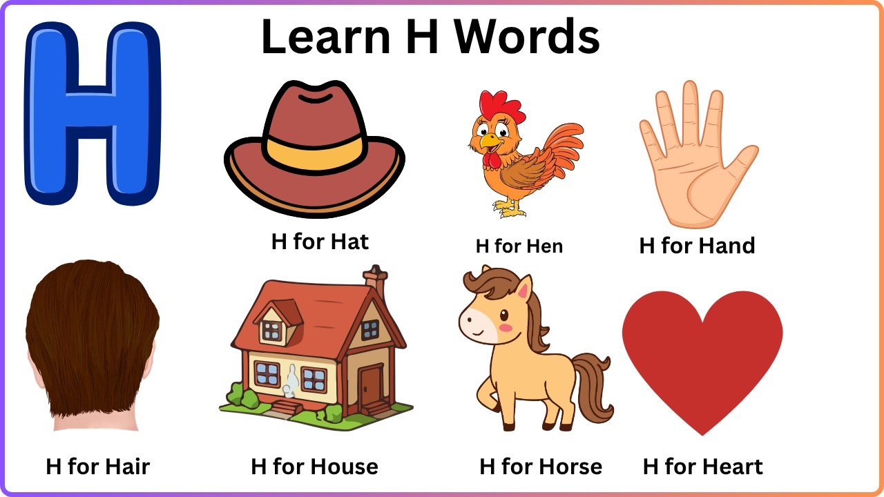 Learn H Words | Letter H words for kids | H words | Words start with ...