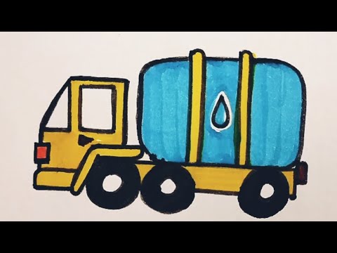 How to draw a Water Tanker | Very Easy steps to draw a Water Tanker ...