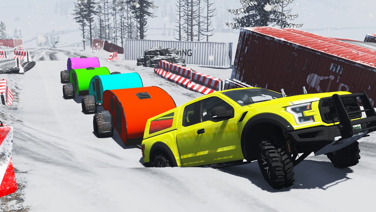 Cars vs Snow Pit #8 | BeamNG Drive - YouTube