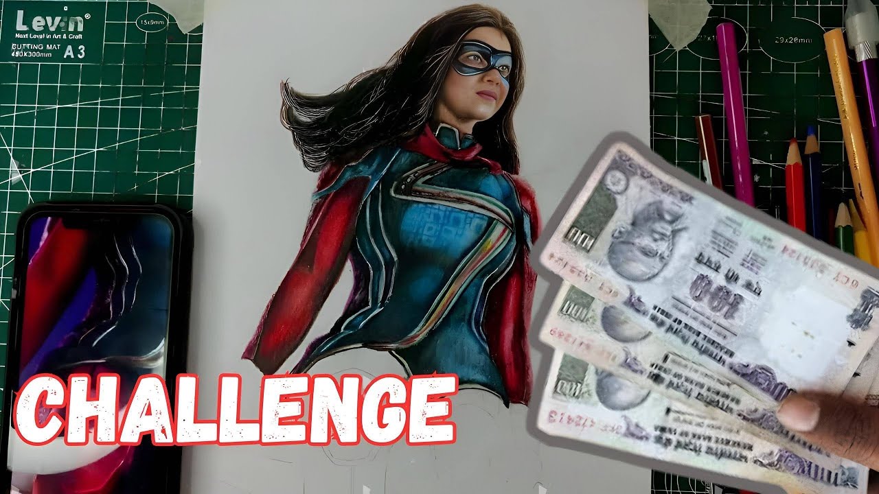Ms Marvel Drawing with 300 rupees pencil | Goutam Dutta Arts - YouTube