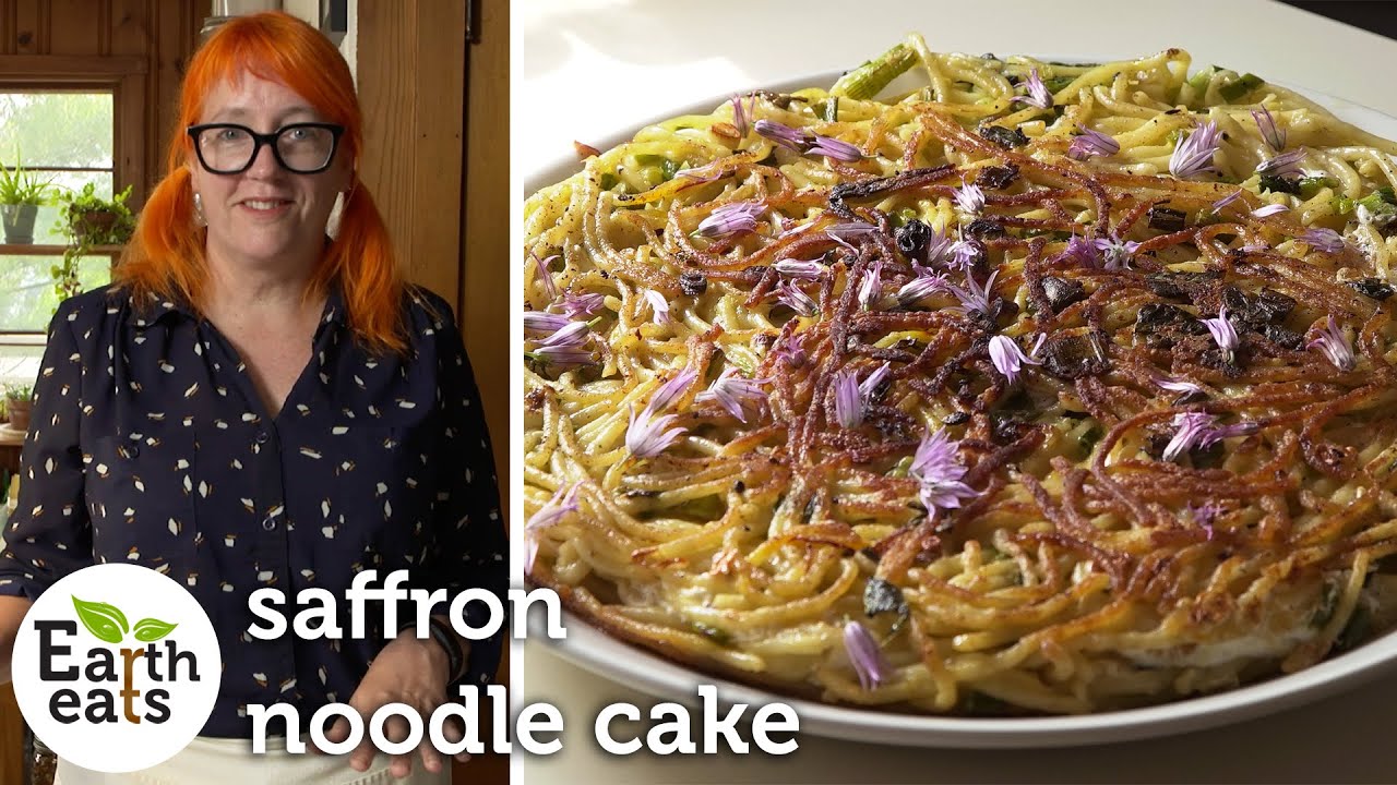 Saffron Noodle Cake | Earth Eats - YouTube