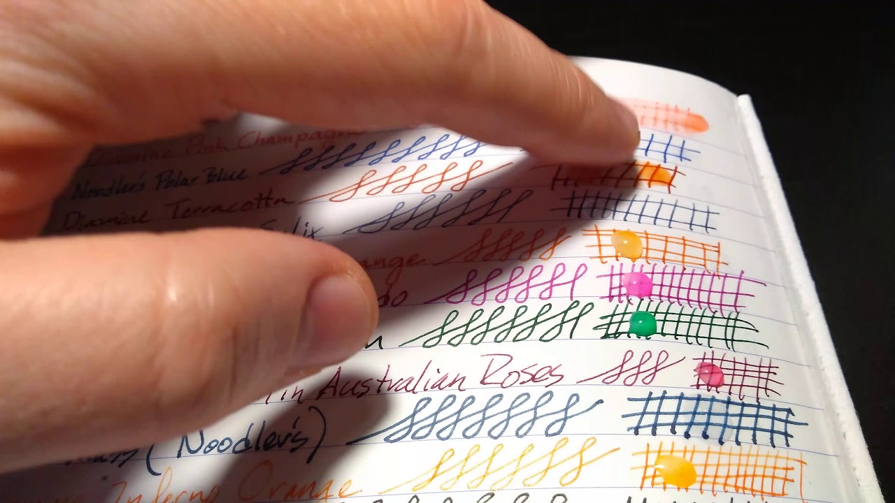 Testing water resistance on 15 random fountain pen inks - YouTube