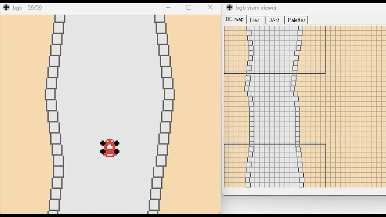 Learning Game Boy programming: Car Game Ver 0.13 - YouTube