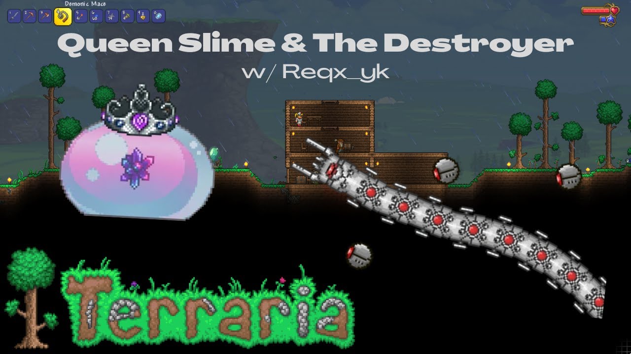 Beating Queen Slime & The Destroyer - Terraria 1.4 Ep-5 Melee Class w ...